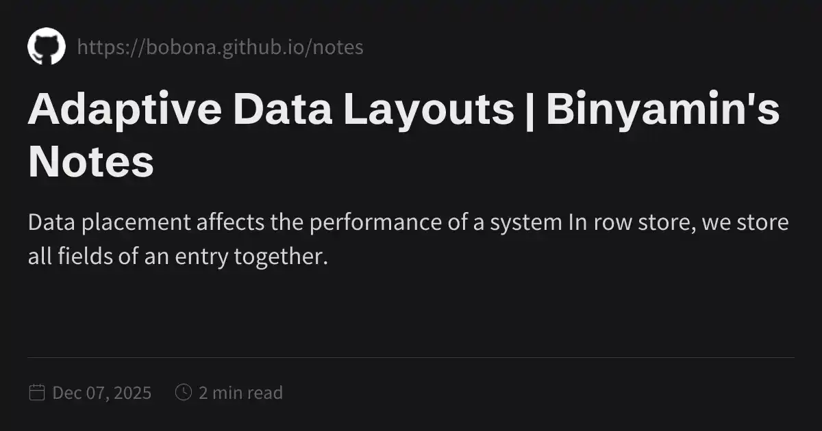 Adaptive Data Layouts | Binyamin's Notes