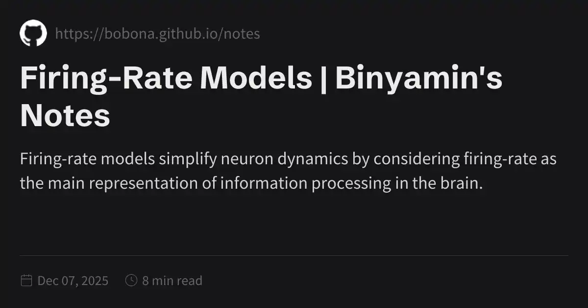 Firing-Rate Models | Binyamin's Notes