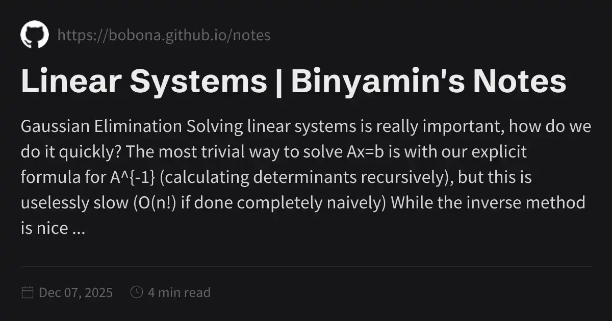 Linear Systems | Binyamin's Notes