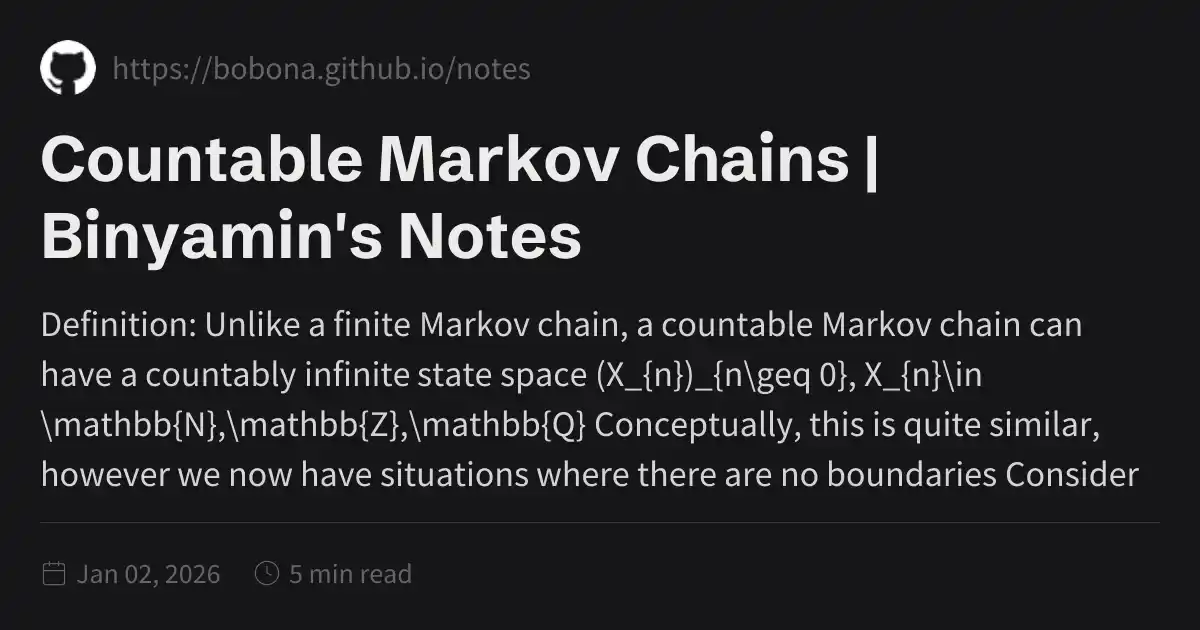Countable Markov Chains | Binyamin's Notes